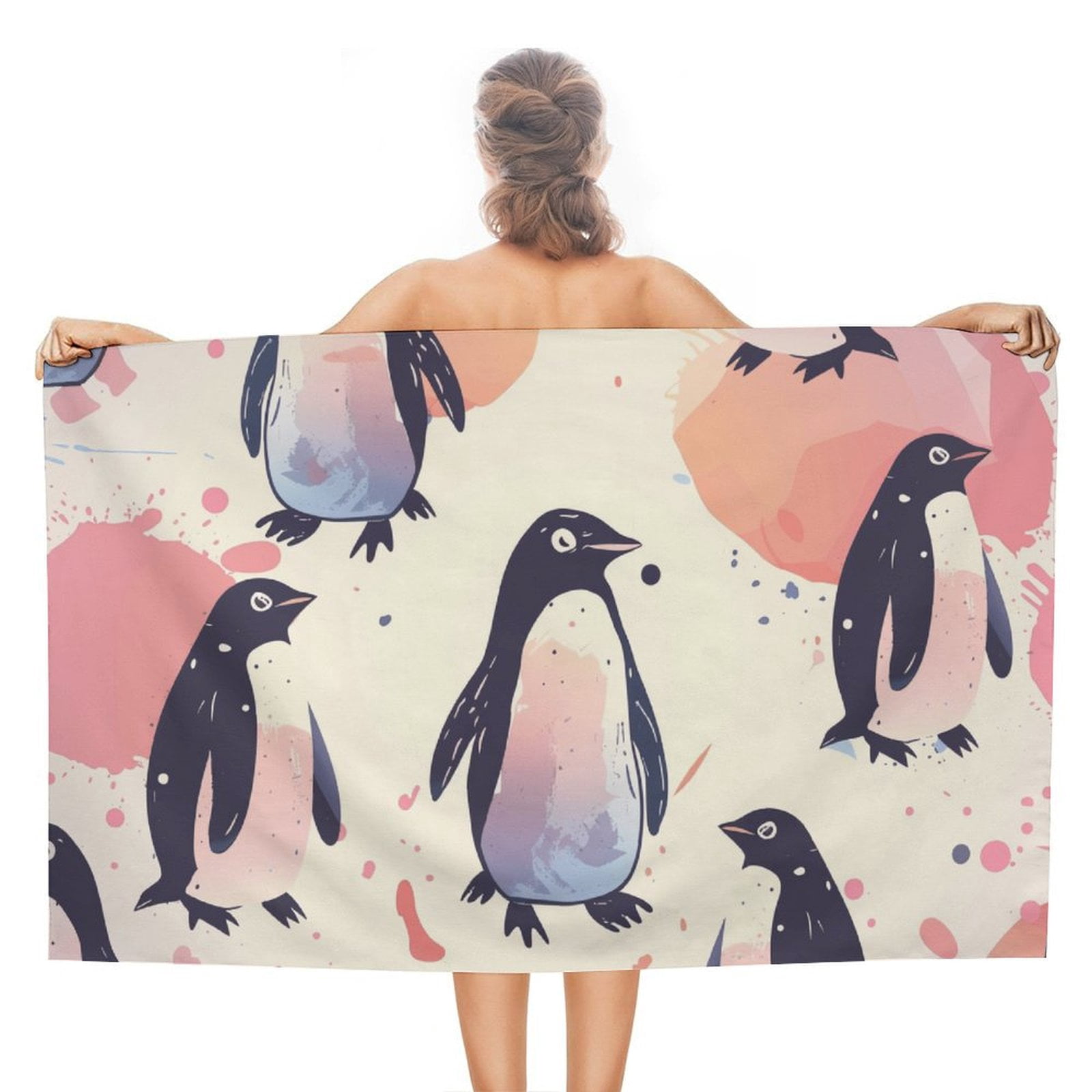 Cute Penguin Microfiber Beach Towel Lightweight 63''x32'' Oversized ...