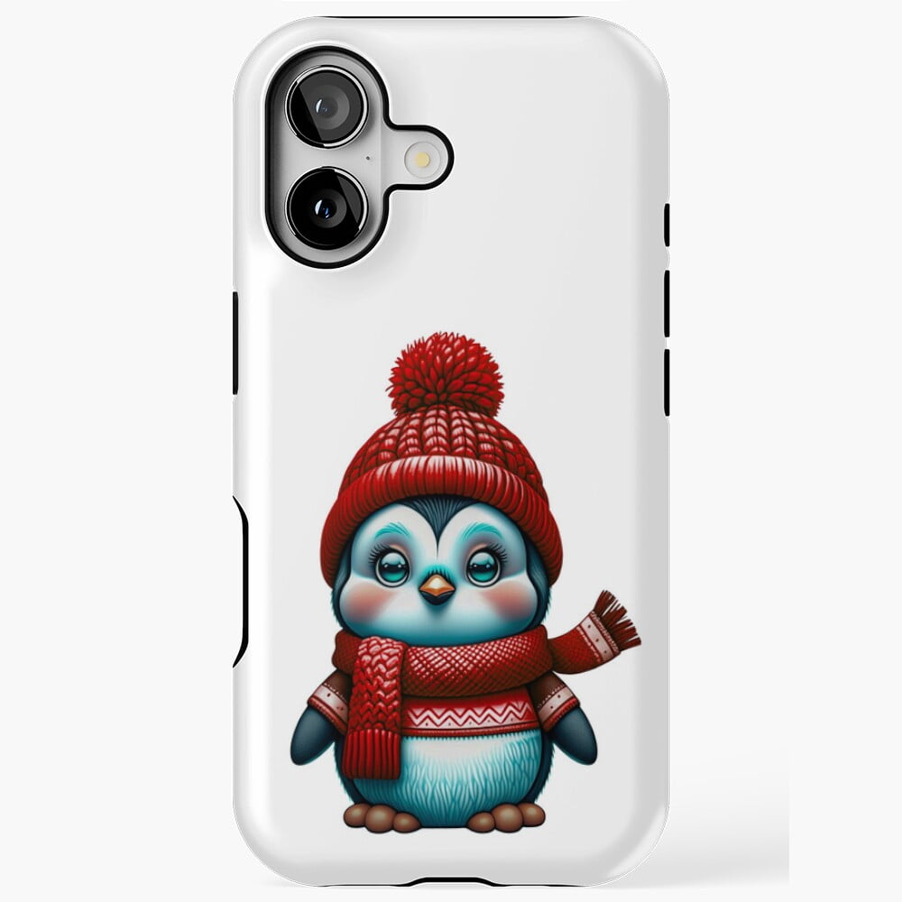 Cute Penguin Red Holiday Winter Tough Phone Case with iPhone 17 to 11 ...