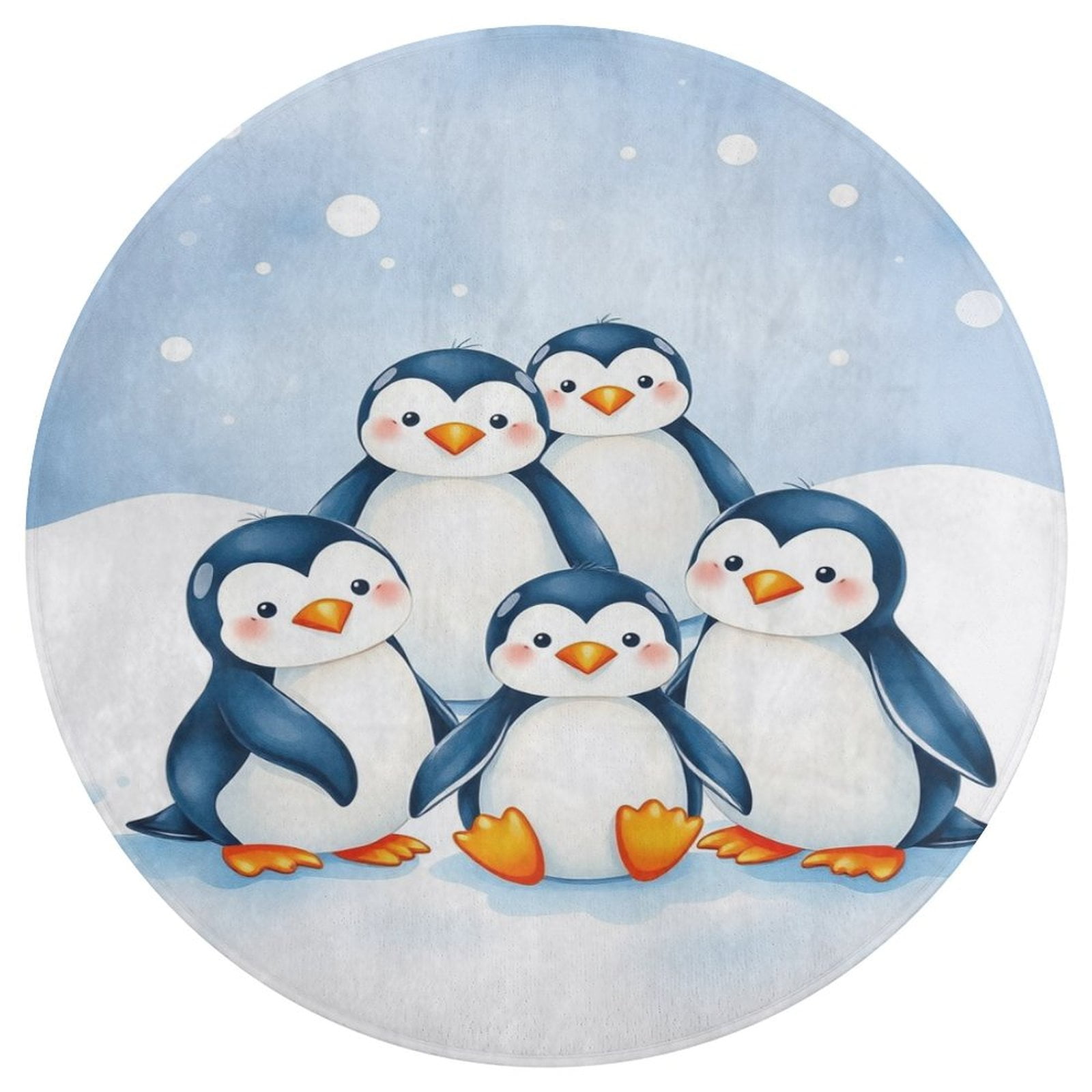 Cute Penguin Round Area Rug Floor Carpets Washable Indoor Floor Area ...