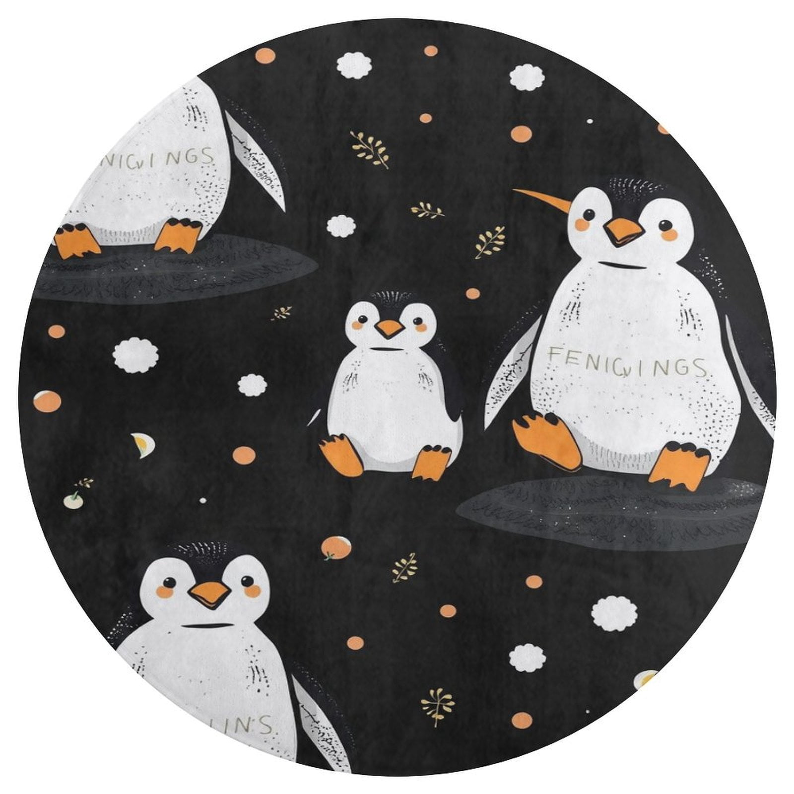 Cute Penguin Round Area Rug Floor Carpets Washable Indoor Floor Area ...