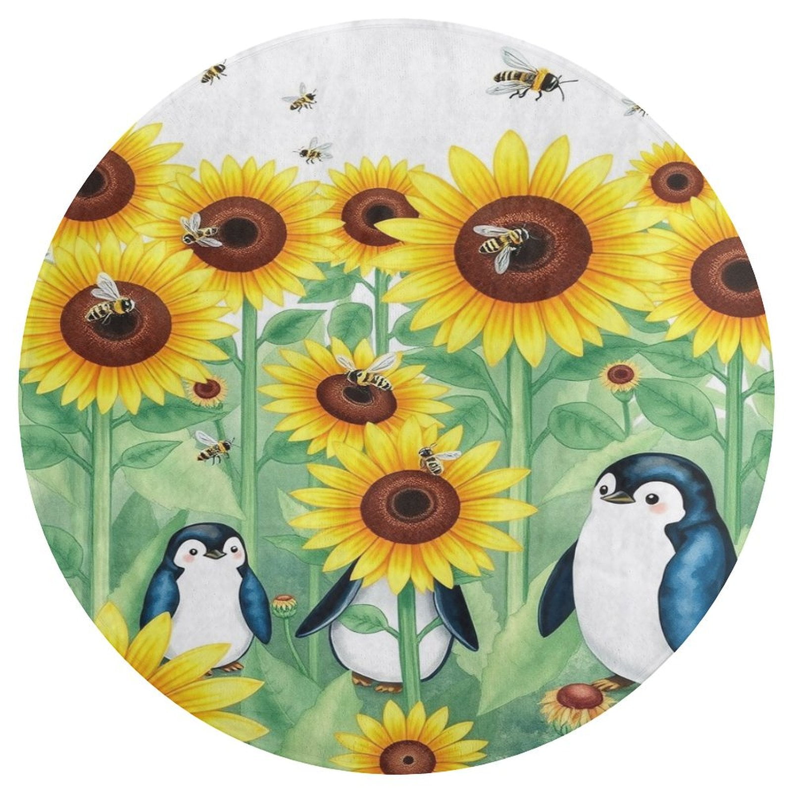 Cute Penguin Round Area Rug Soft Sofa Nursery Carpet Floor Mat Non Slip ...