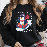 Cute Penguin Snow Sledding Winter Holiday Cheer Celebration Sweatshirt ...