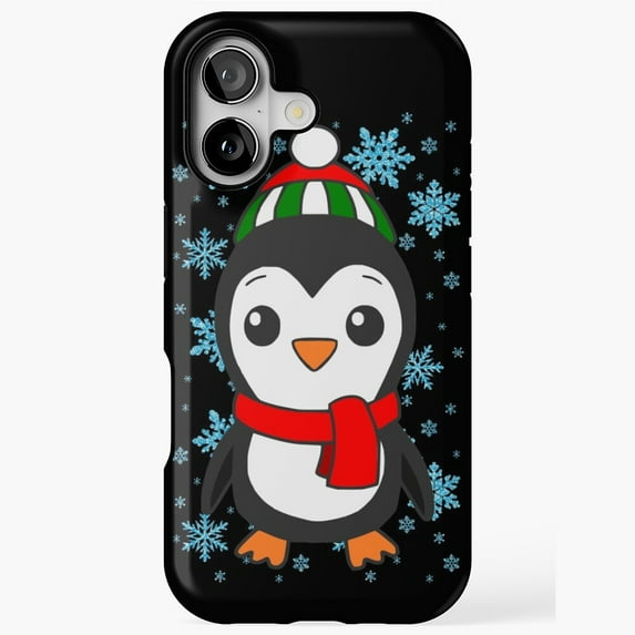 Cute Penguin Snowflakes Winter Holiday Phone Case with iPhone 17 to 11 ...