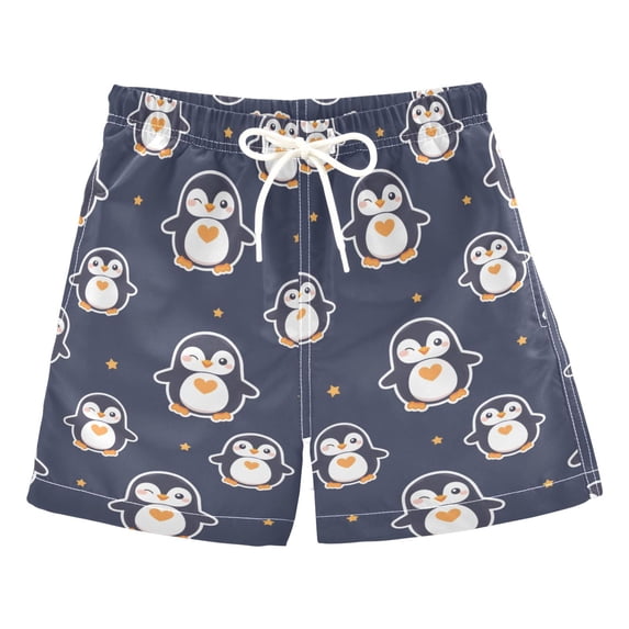 Cute Penguin Star Pattern Swim Trunks Quick Dry Beach Pool Board Shorts ...