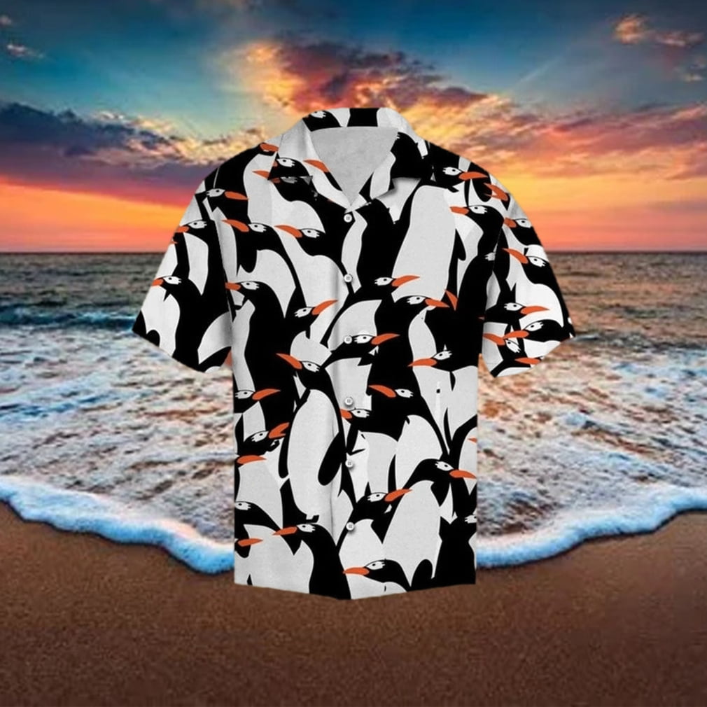 Cute Penguin Tropical 3D Hawaiian Shir - Walmart.com