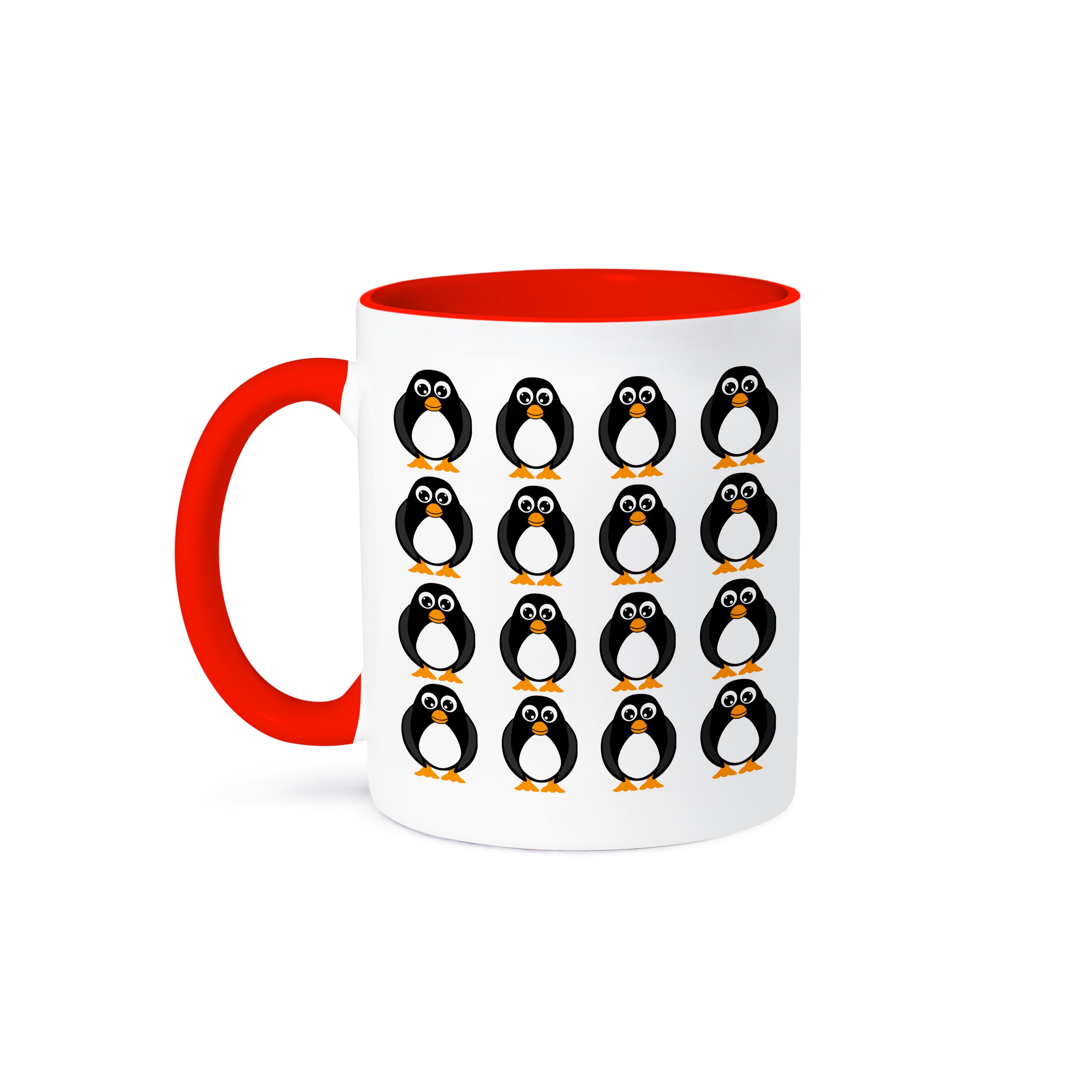 3dRose, Cute Penguin White Print, 11oz Two-Tone Red Mug - Walmart.com