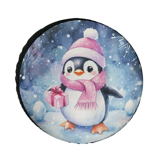 Cute Penguin Winter Holiday Gift Spare Tire Cover Winter Trees Wheel ...