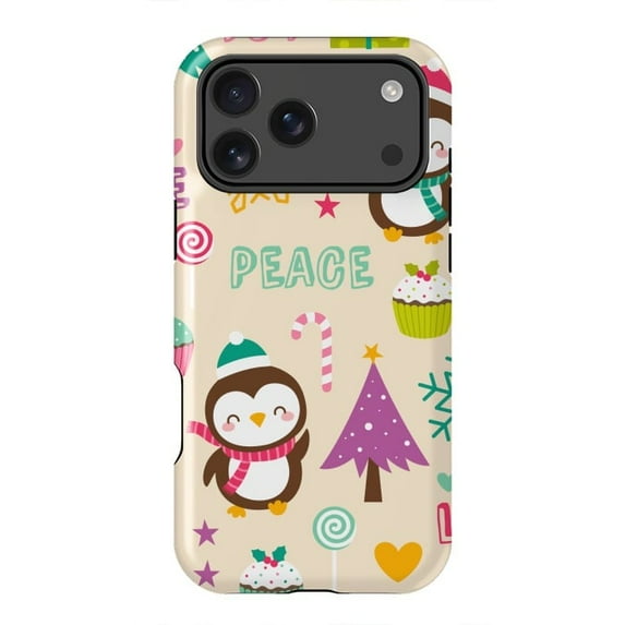 Cute Penguin and Decorative Christmas Elements Art iPhone Case for ...