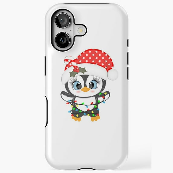 Cute Penguin with Garland Christmas Phone Case with iPhone 17 to 11 Pro ...