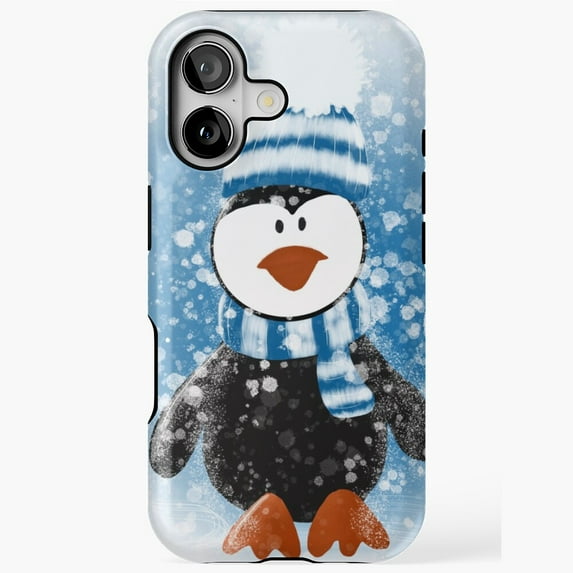 Cute Penguin with Scarf Winter Phone Case with iPhone 17 to 11 Pro Max ...