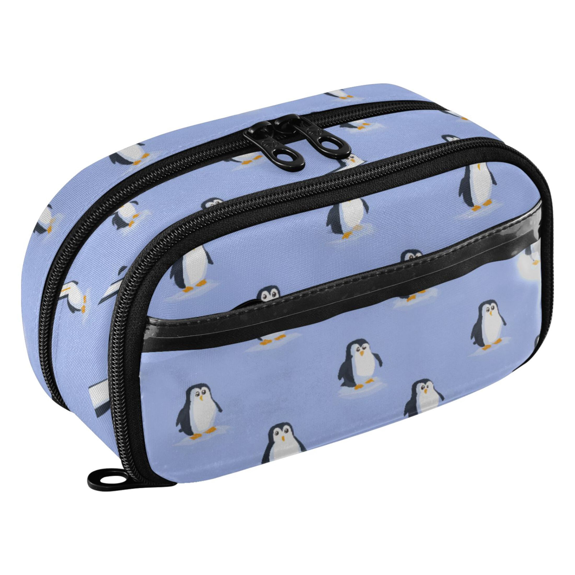 Cute Penguins PVC Pencil Case Water-Repellent Clear Window Pencil Bag ...