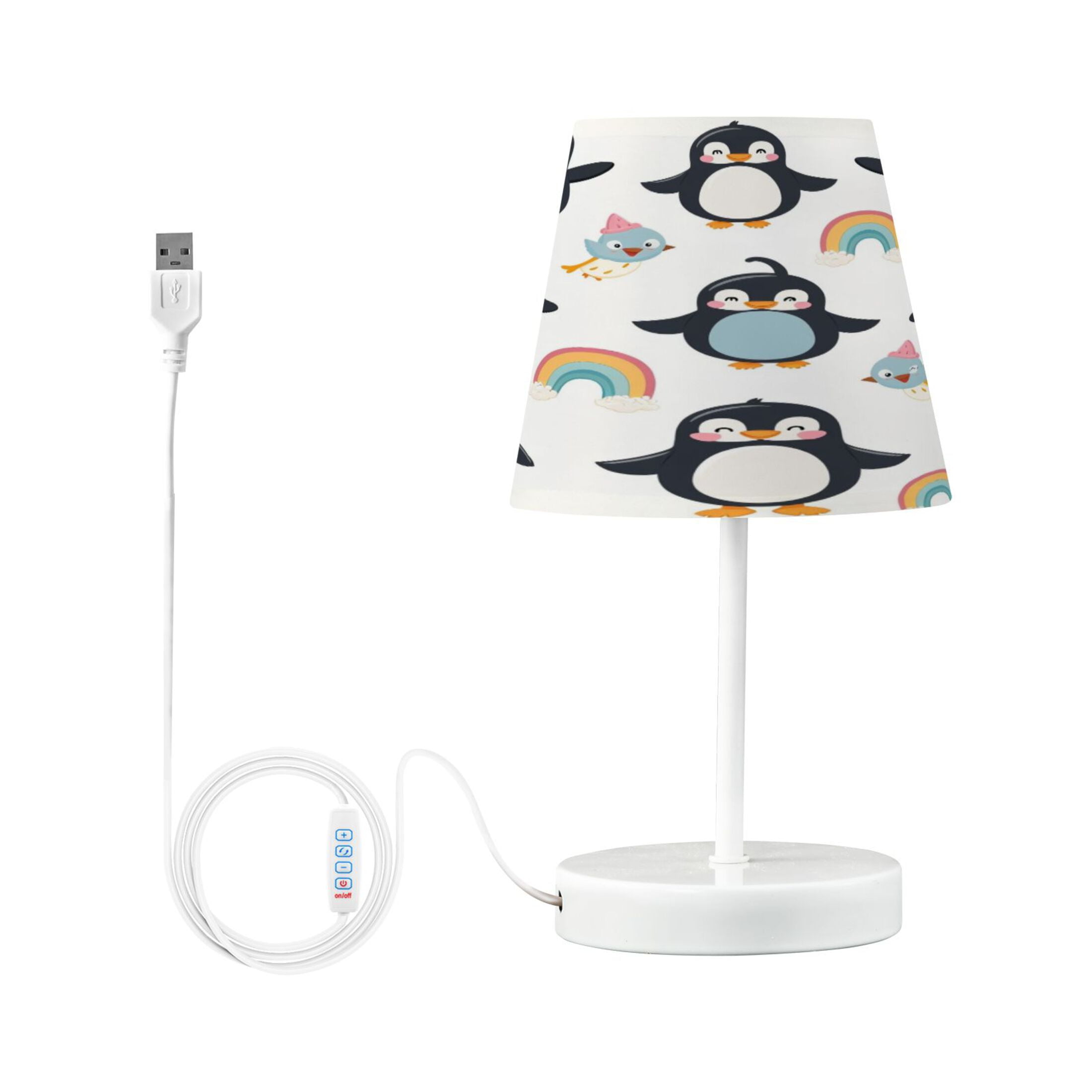 Cute Penguins Rainbow Bird Desk Lamp LED Table Nightstand Lamps with 3 ...