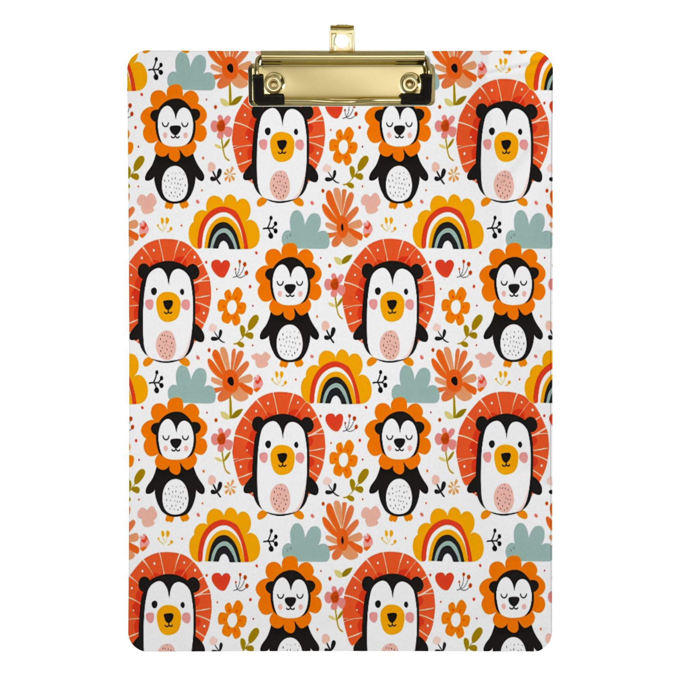 Cute Penguins and Floral Acrylic Clipboards A4 Standard Letter Size ...