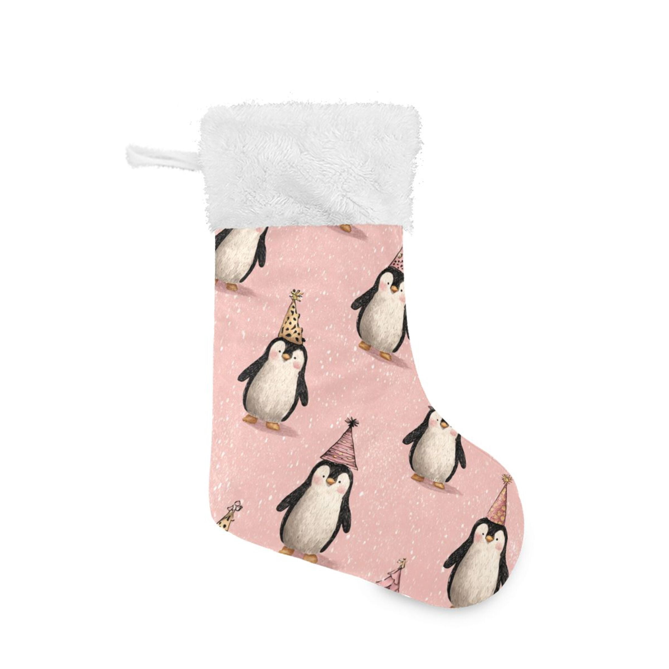 Cute Penguins in Christmas Party Christmas Stockings Large Capacity 18 ...