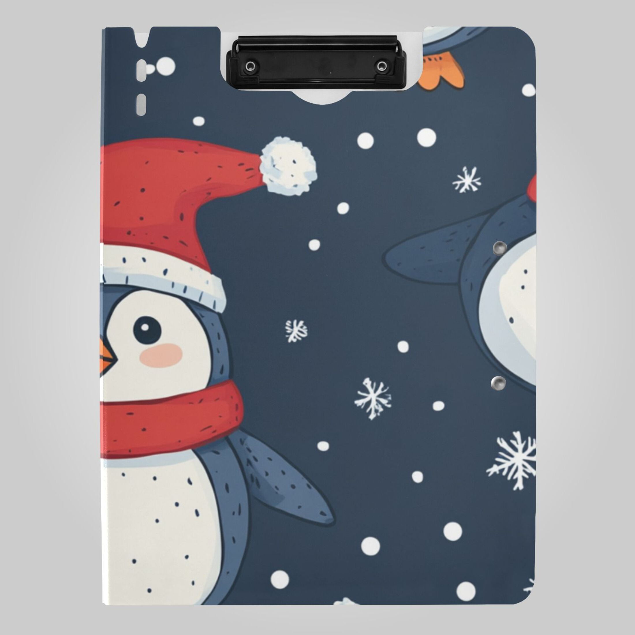 Cute Penguins with Hats Christmas Snowflakes Foldable Binder Folder ...