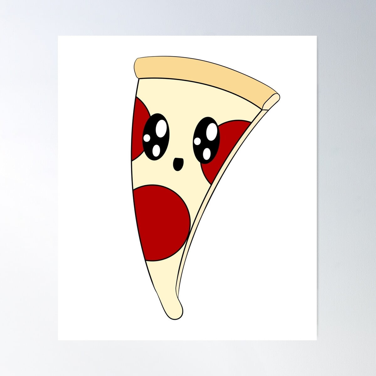 Cute Pepperoni Pizza Slice Sentient Food Kawaii Big Eyes Poster Wall ...