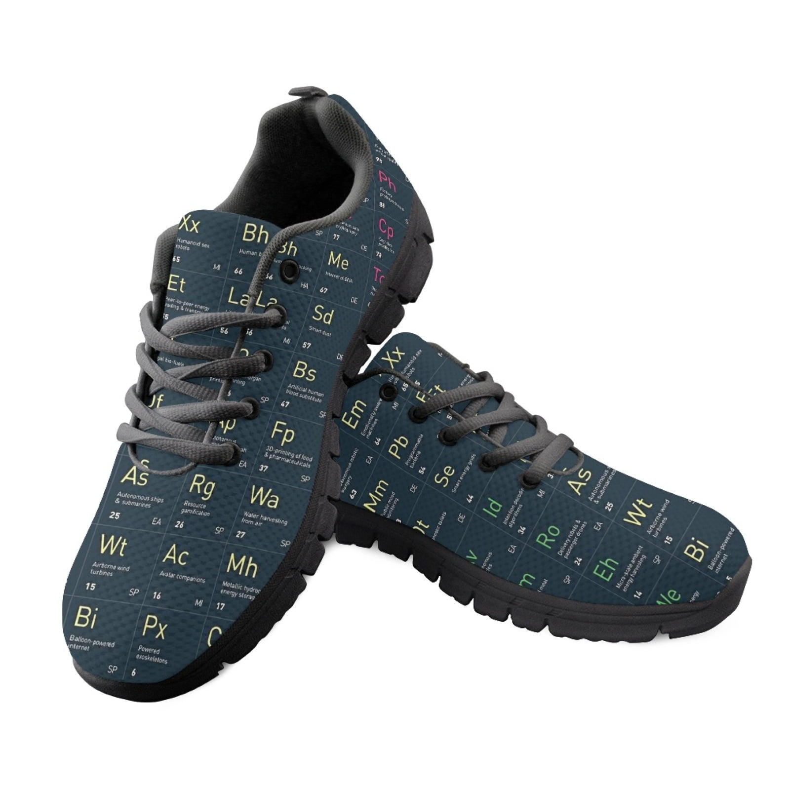 Cute Periodic Table Print Mesh Sneakers Shoes for Women Sport Running ...