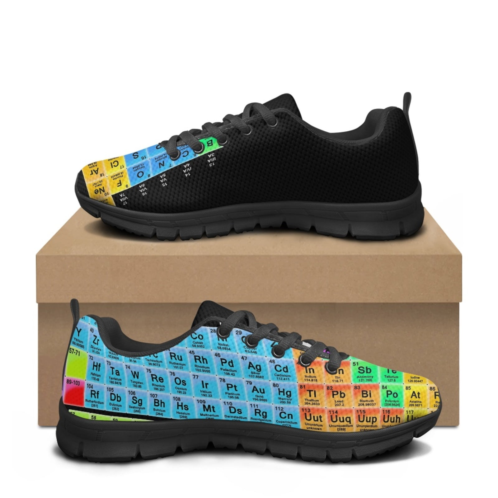 Cute Periodic Table Print Mesh Sneakers Shoes for Women Sport Running ...