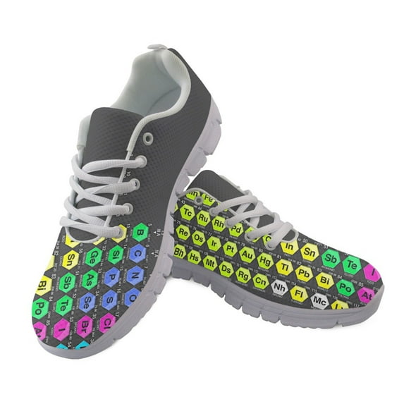 Cute Periodic Table Print Mesh Sneakers Shoes for Women Sport Running ...