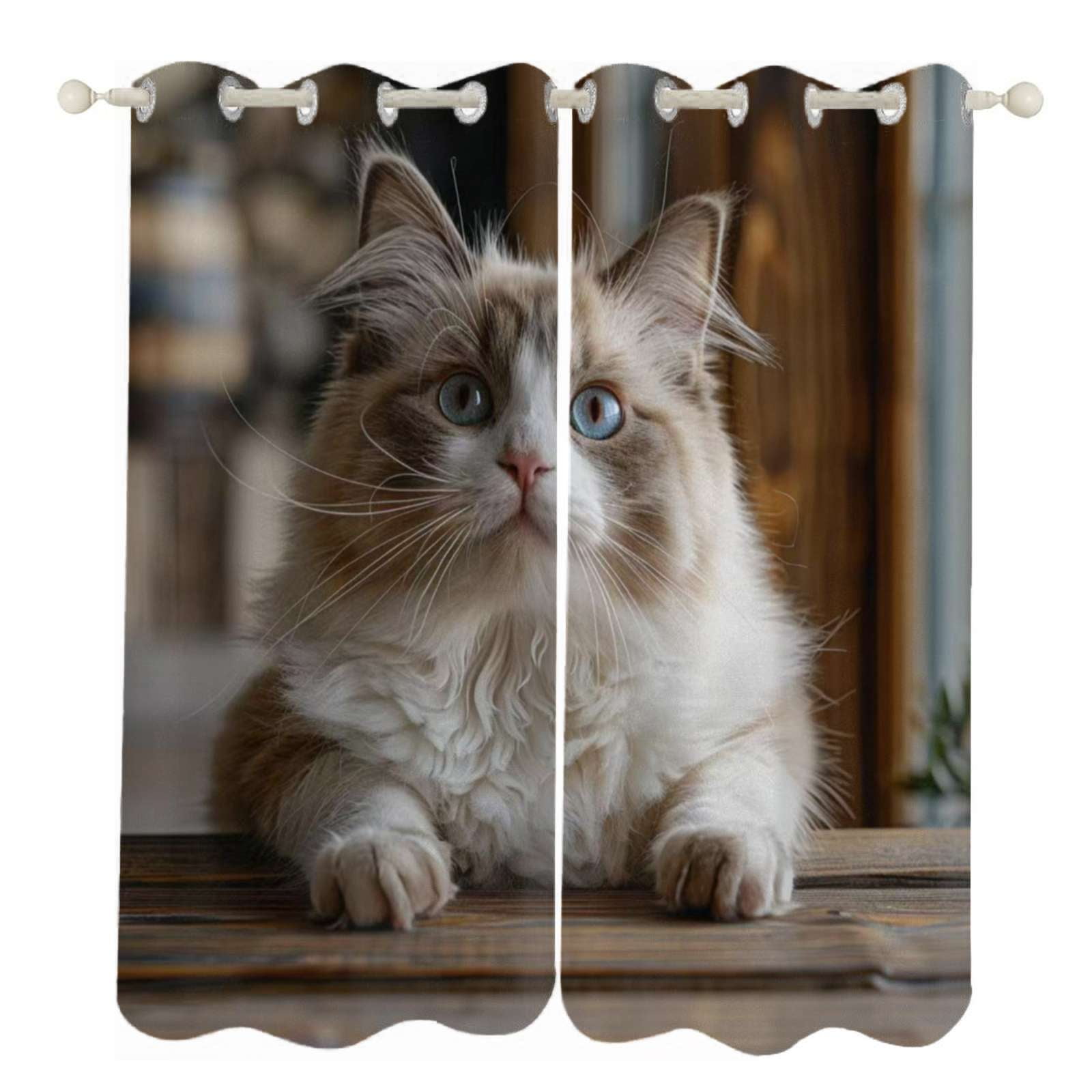 Cute Persian cat Sunshade Curtains Home Bedroom Living Room Dining Room ...