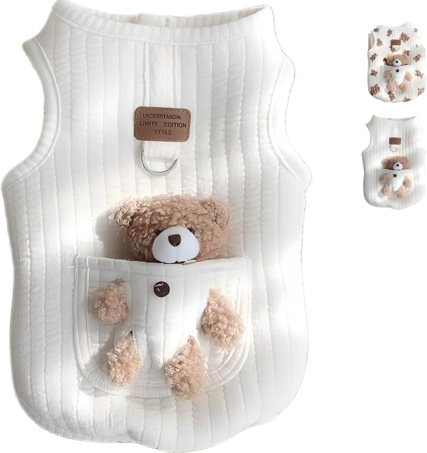 Cute Pet Apparel Plush Bear Pattern Cartoon Dog Clothes All Season ...