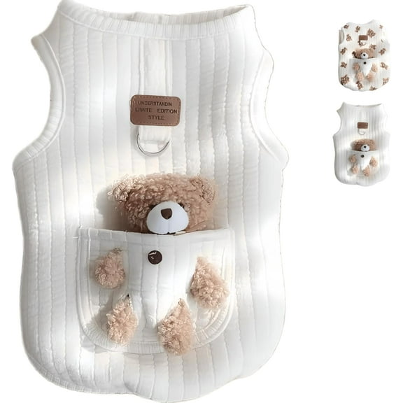 Cute Pet Apparel Bear Pattern Cartoon Dog Clothes All Season Sleeveless ...