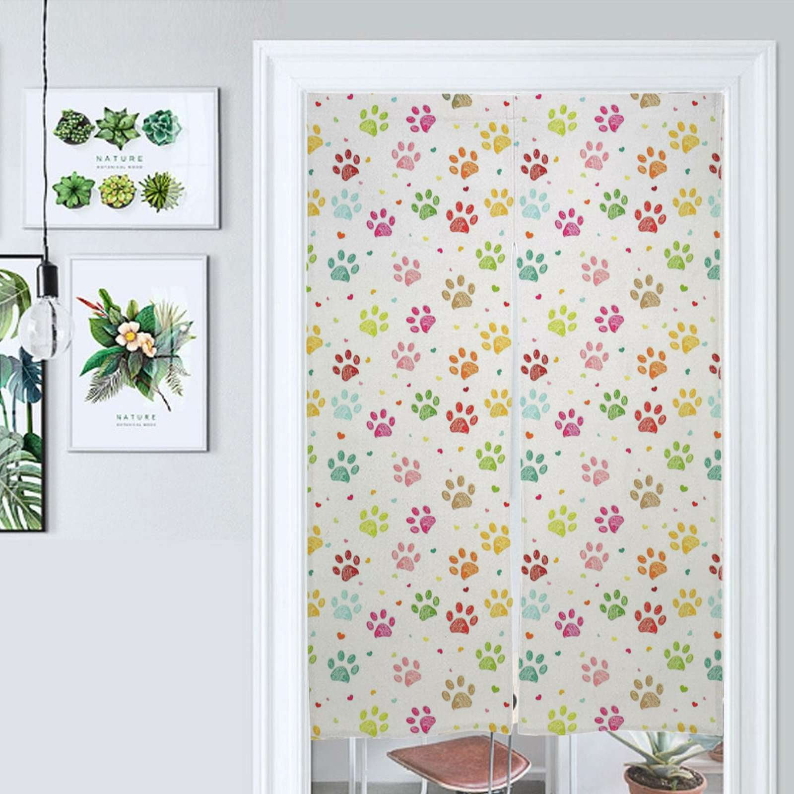 Cute Pet Dog Paw Door Curtain Nordic Living Room DoorCurtain Porch ...