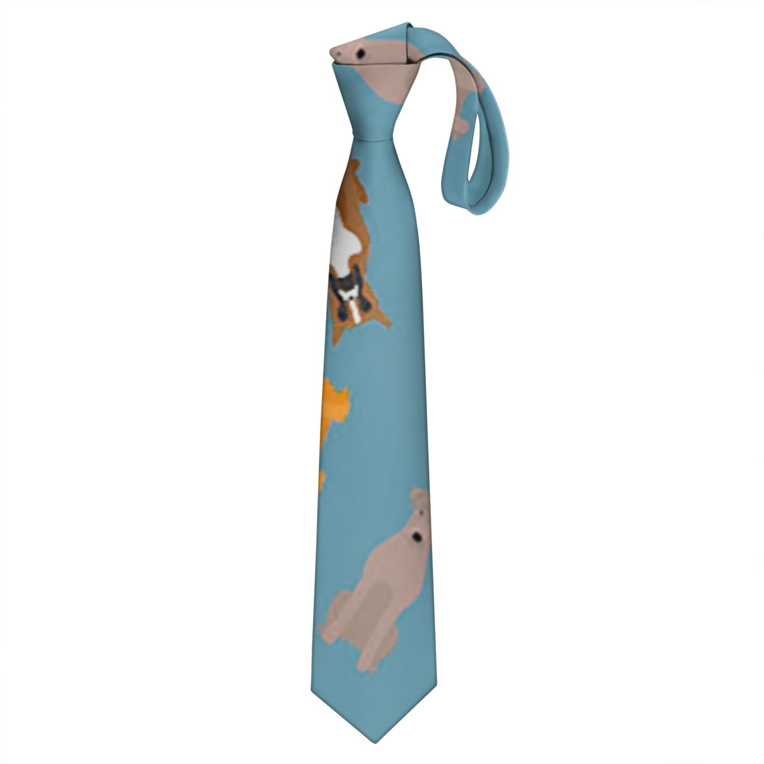 Cute Pet Puppy Necktie - Dog Print Satin Formal Tie for Men - Wrinkle ...
