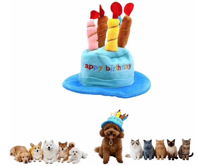 Cute Pets Dog Cats Birthday Caps Adjustable Colorful Candles Hat Puppy ...