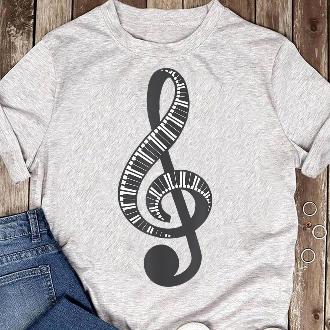 Cute Piano Keyboard Treble Clef Music Note Shirt Music - Pianist Gift ...