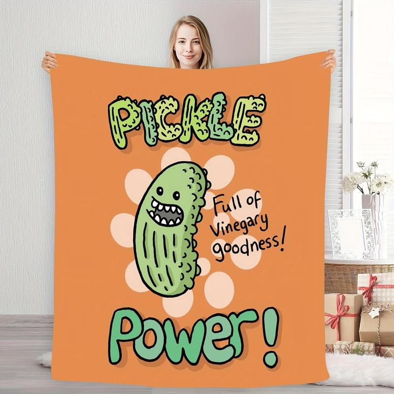 Cute Pickle Cartoon Flannel Blanket - 280gsm Soft All-Season Bedspread ...