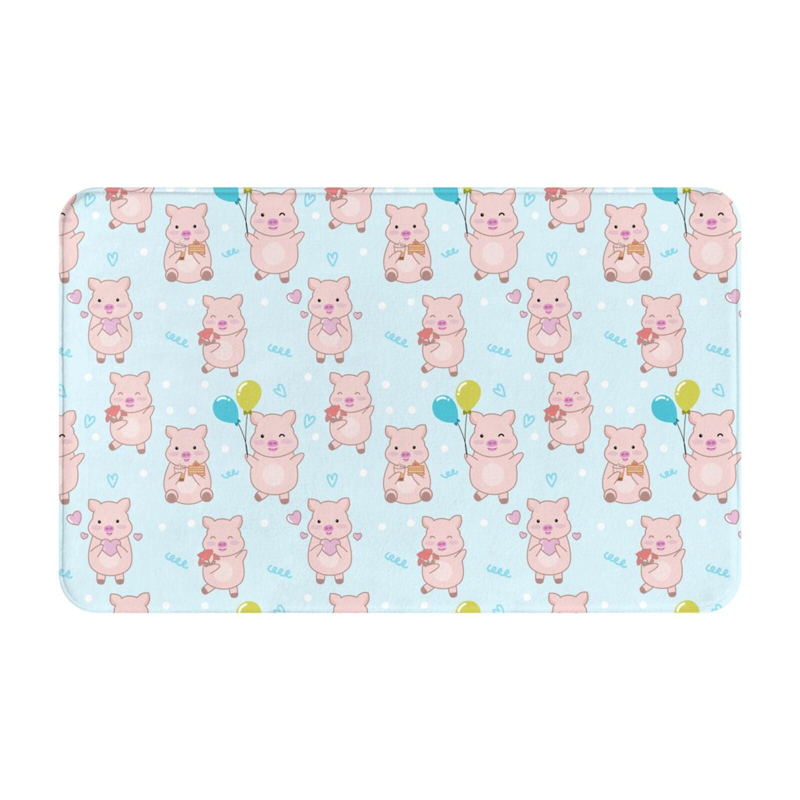 Cute Pig Balloon Flower Door Mat for Indoor, Welcome Door Mats Front ...