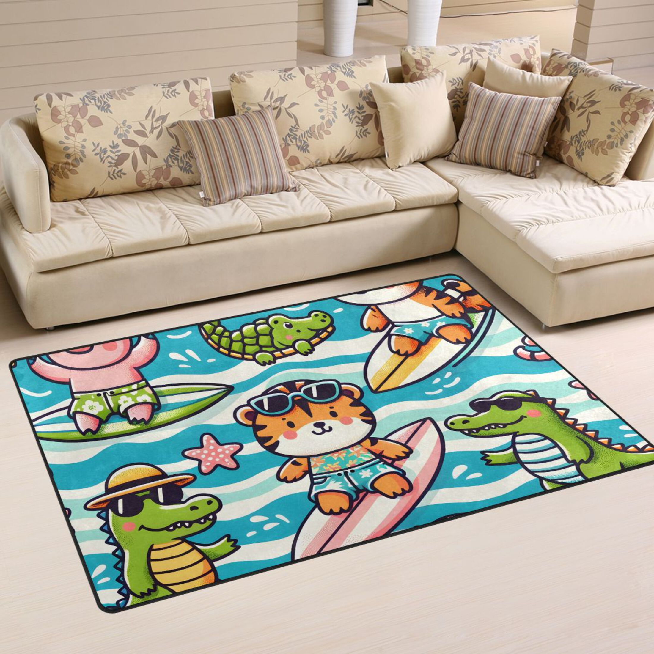 Cute Pig Crocodile Tiger Area Floor Mats Non-Slip Rugs Soft Doormat 31 ...