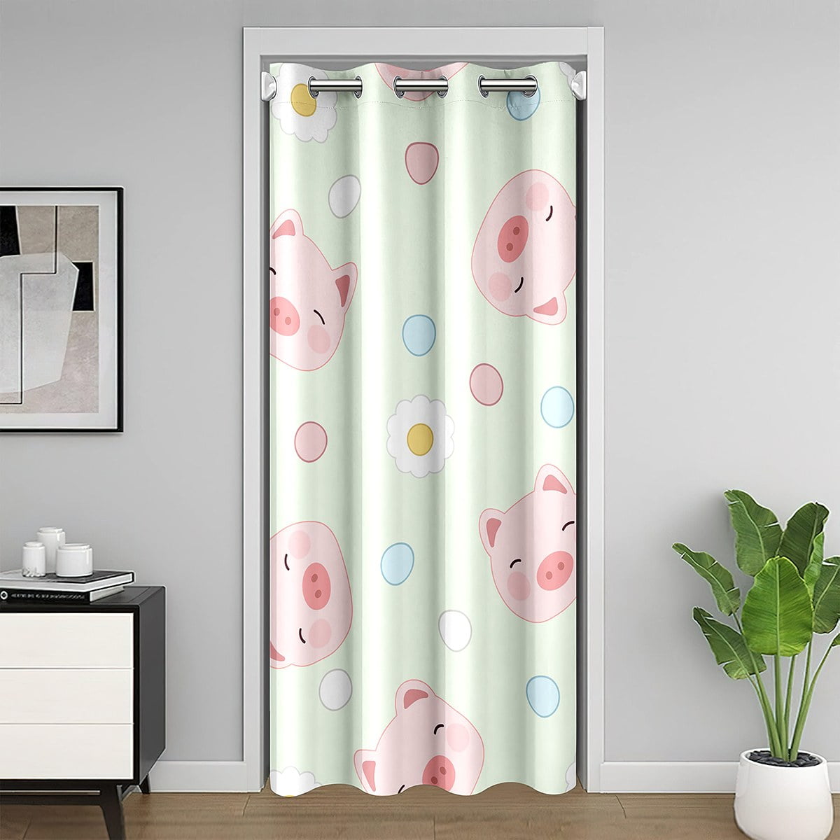 Cute Pig Door Curtain for Doorway Privacy,Cartoon Pigs Lovely Animal ...