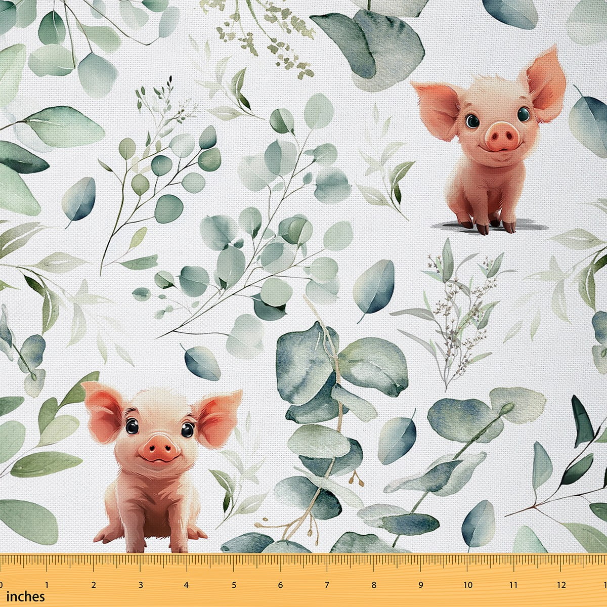 Cute Pig Fabric by the Yard,Kawaii Farm Pig Upholstery Fabric ...