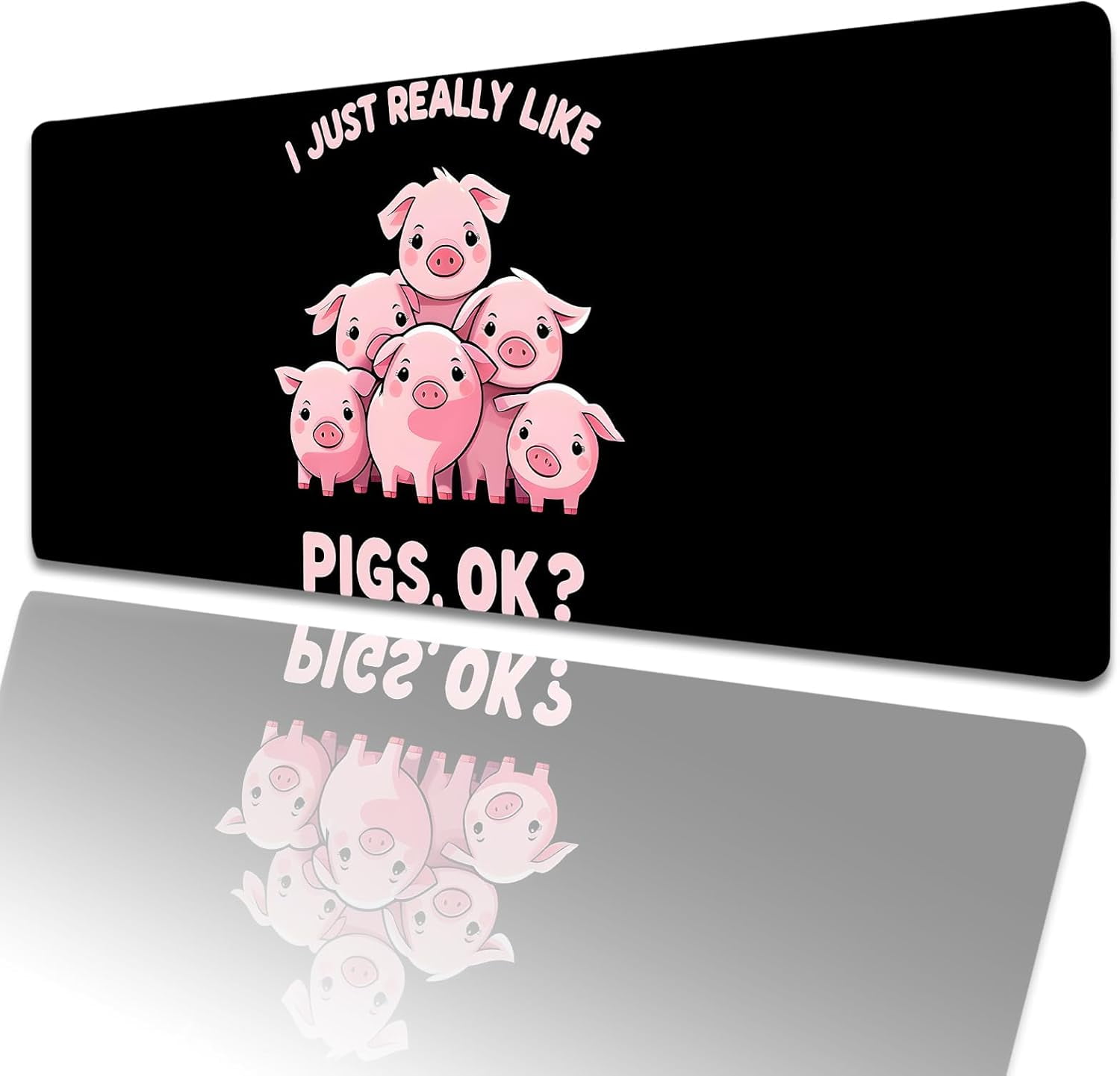 Cute Pig Gaming Mouse Pad 31.5x11.8in,Cartoon Pink Piggy Large Extended ...