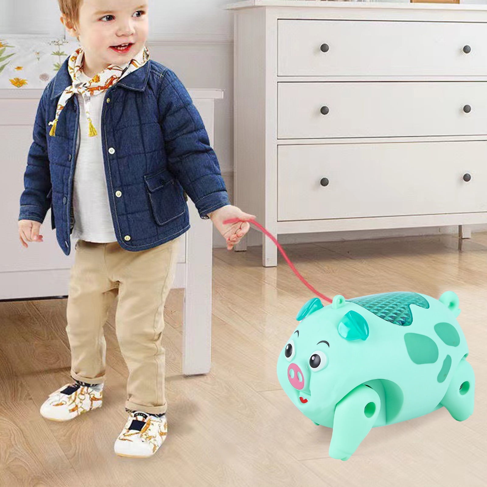 Musical Crawling Pig Toy, Walking Singing Robot, Colorful LED Lights ...