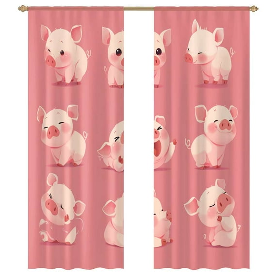 Cute Pig Modern Tulle Window Curtains for Living Room Luxury Bedroom ...