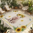 Cute Pig Outdoor Rug 4x6 ft Vintage Yellow Sunflower Daisy Linen ...