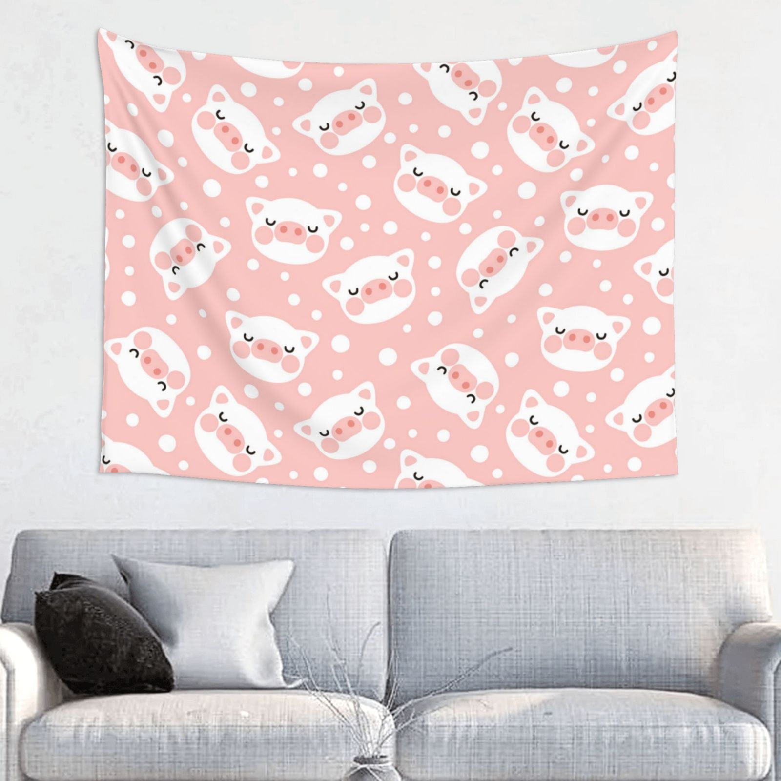 Cute Pig Pink White Tapestry for Bedroom - Tapestry Wall Hanging Wall ...