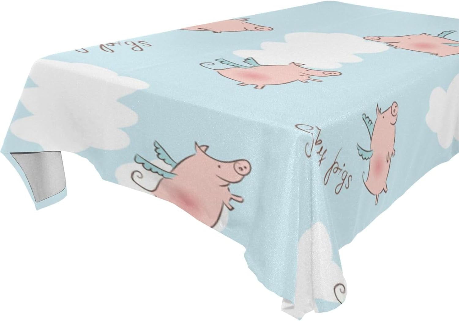 Cute Pig Rectangle Tablecloth, Dust Proof Anti Wrinkle Wipeable Table ...
