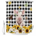 Cute Pig Shower Curtain for Bathroom, Yellow Sunflower Daisy Black ...