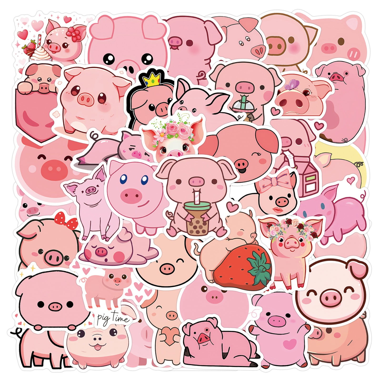 Cute Pig Stickers Pack for Laptops, Water Bottles, and Scrapbooks 50 ...