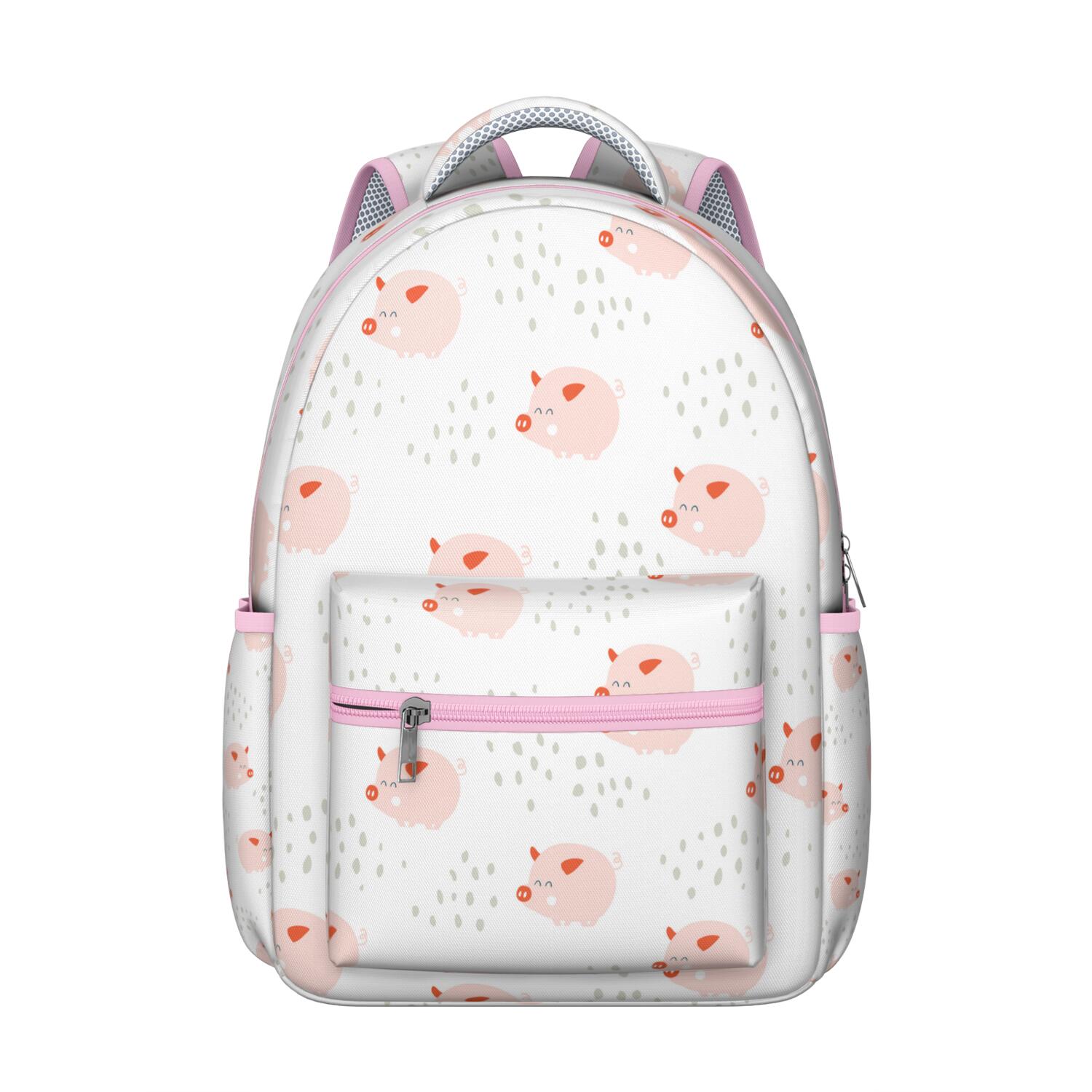 Cute Pig Student School Backpack Cartoon Farm Animal Watercolor Bookbag ...