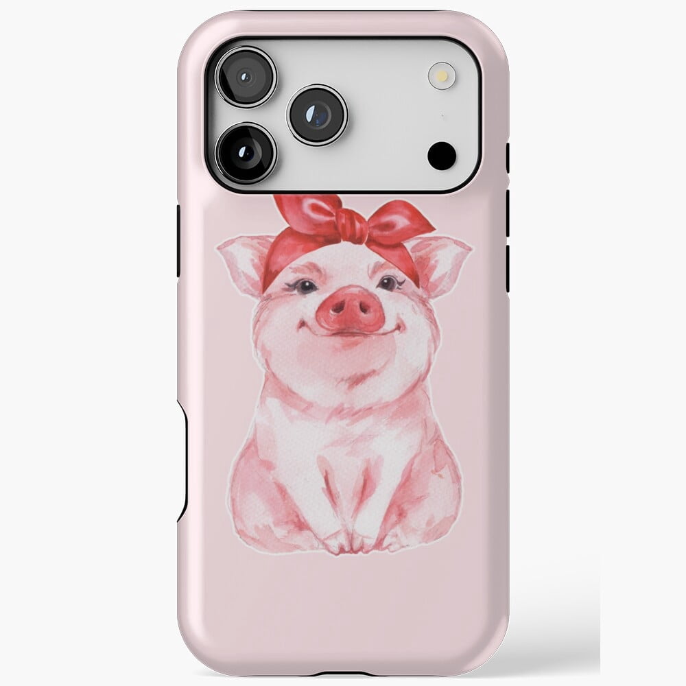 Cute Pig With Red Bow Headband Farm Animal Sweet Art G563 Compatible ...