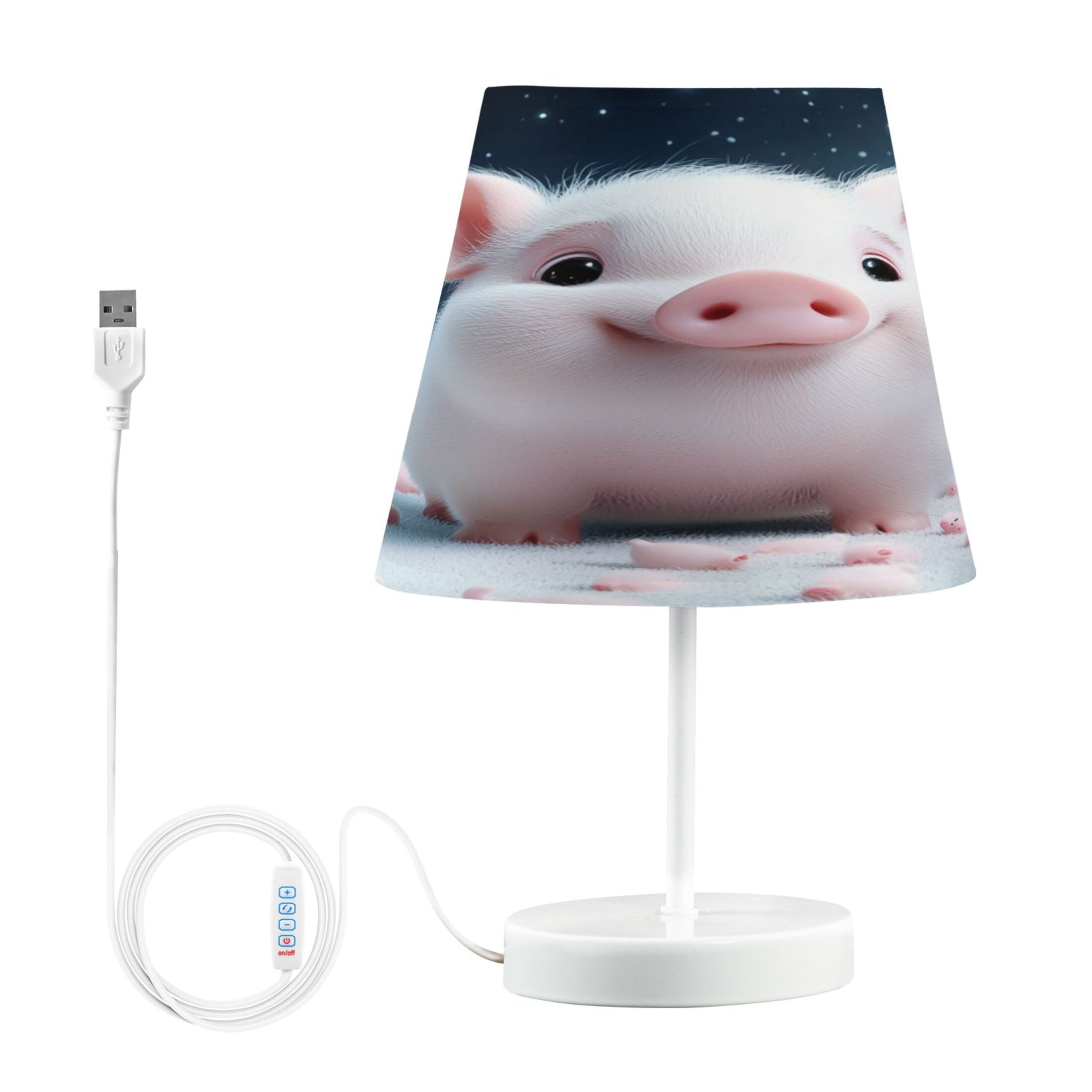 Cute Pig and Flower Petals Desk Lamp LED Table Nightstand Lamps with 3 ...