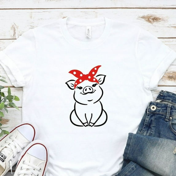 Cute Pig with Bandana S1Hirt,Funny Pigs S1Hirt, Pig Lover Gift, Animal ...