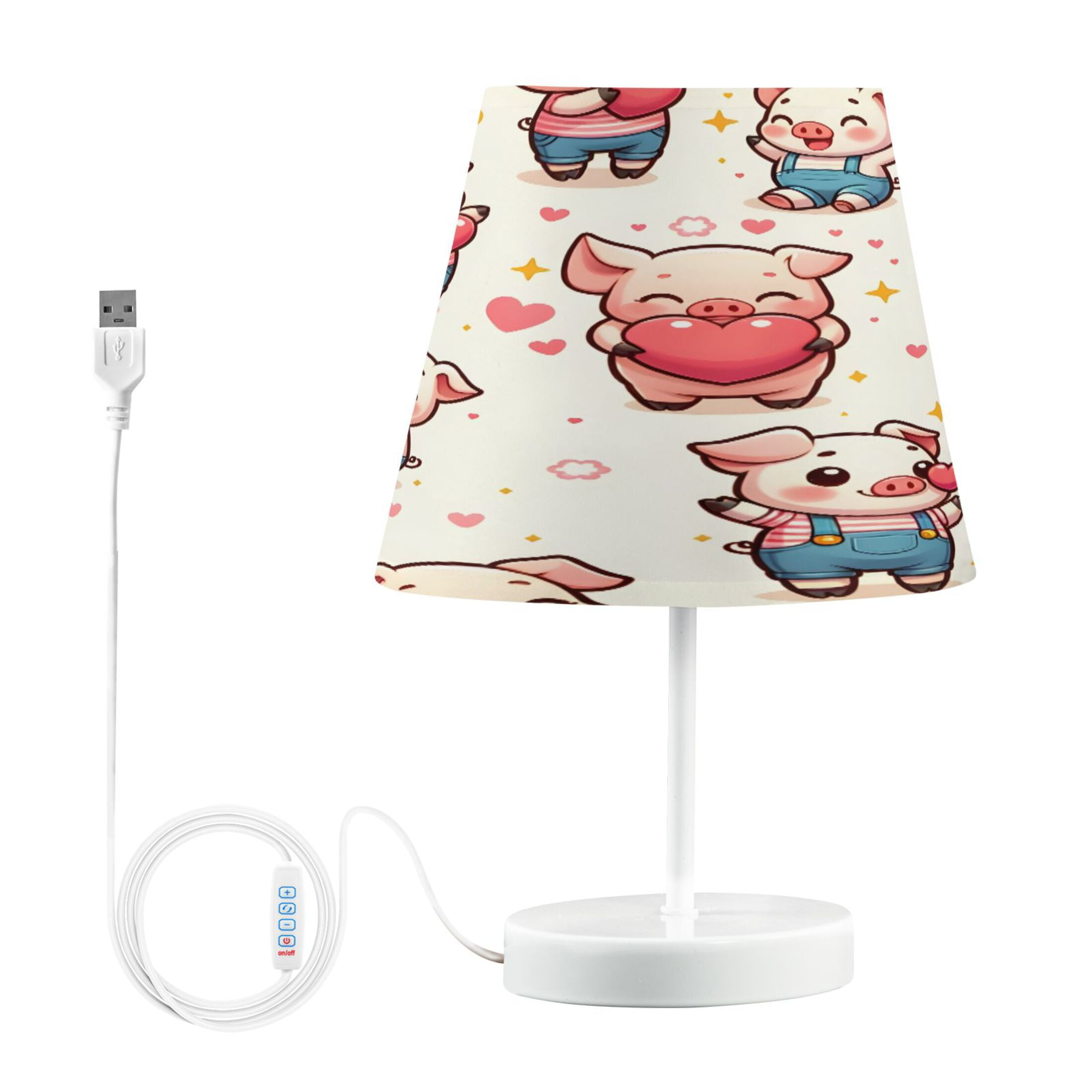 Cute Pig with Heart Desk Lamp LED Table Nightstand Lamps with 3 Color ...