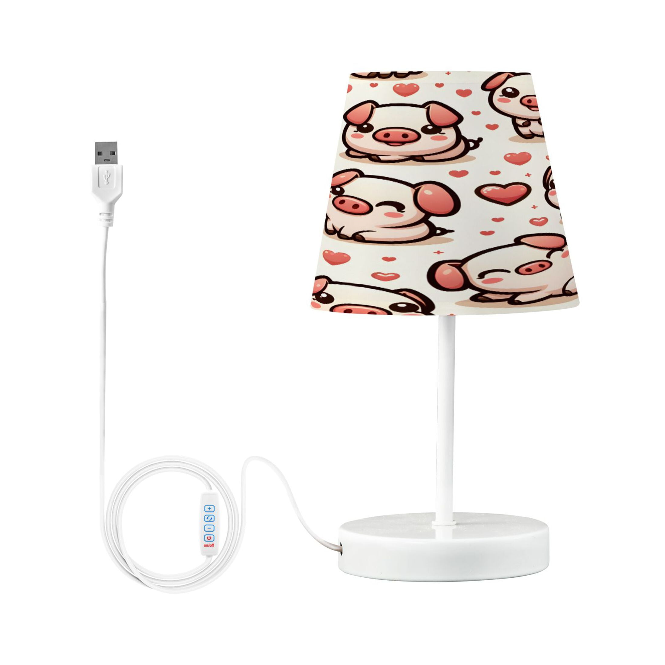 Cute Pig with Hearts Desk Lamp LED Table Nightstand Lamps with 3 Color ...