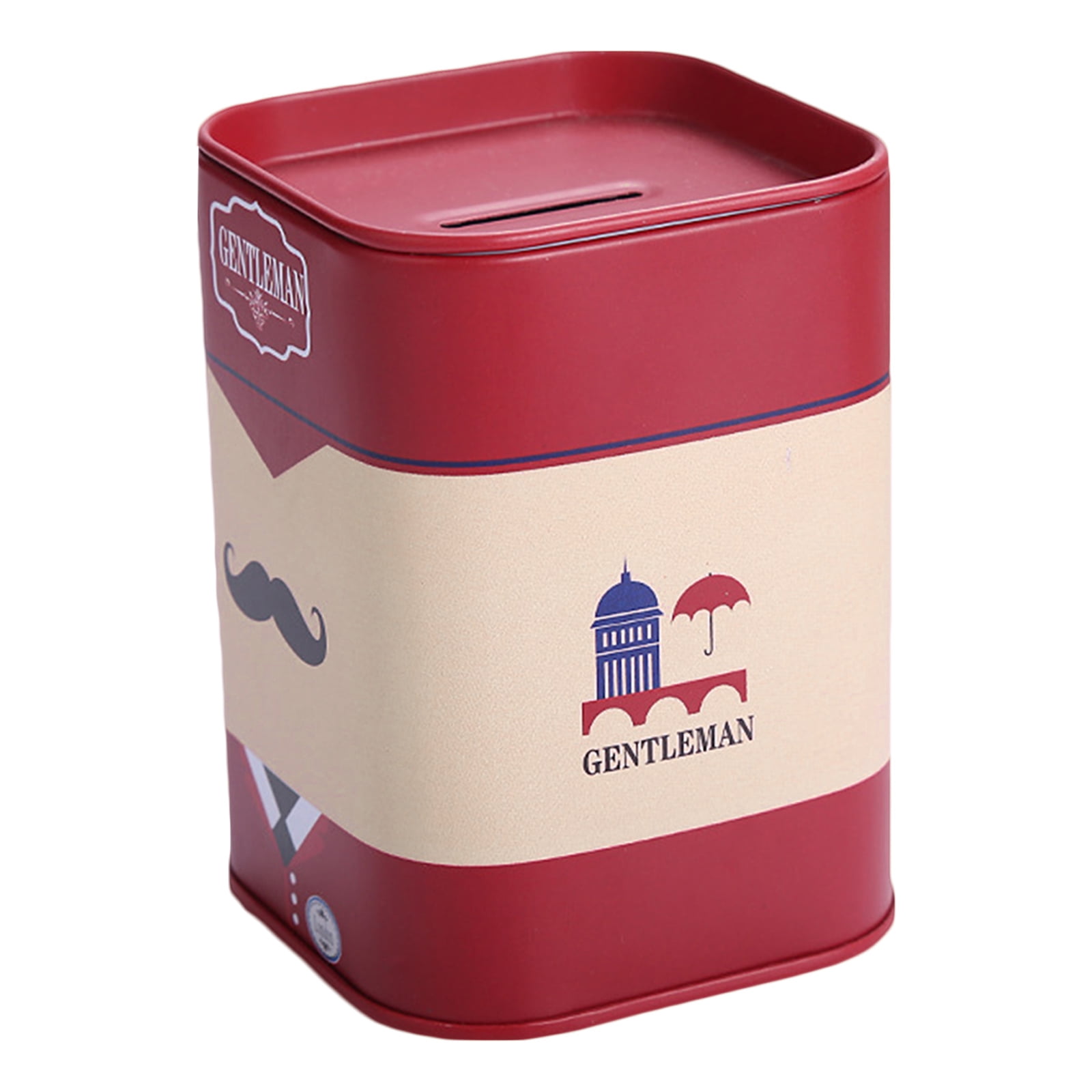 Cute Piggy Bank Metal Square London Gentleman Tinplate Money Saving for ...